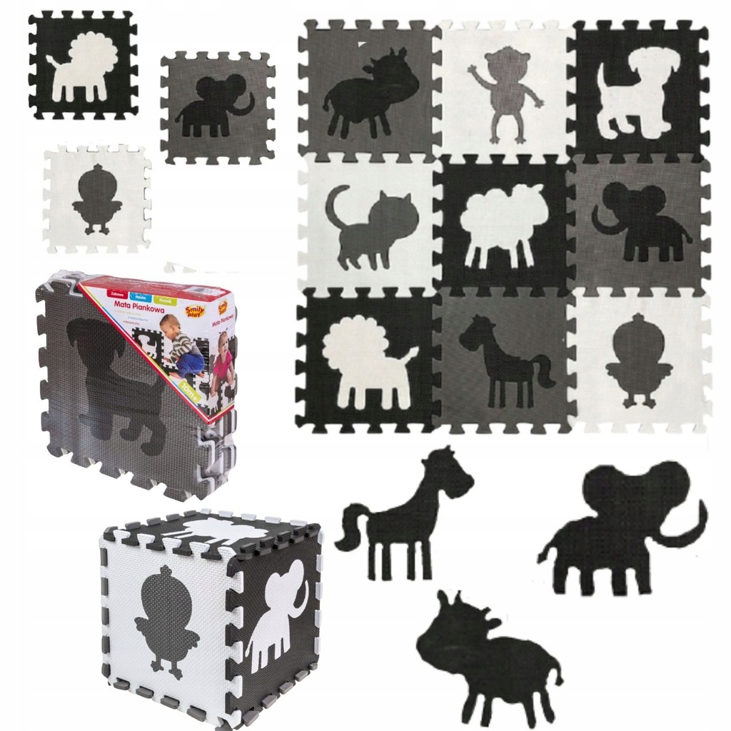 MATA PIANKOWA EDUKACYJNA ZWIERZĘTA PIES LEW KOŃ - 12668664891 ...