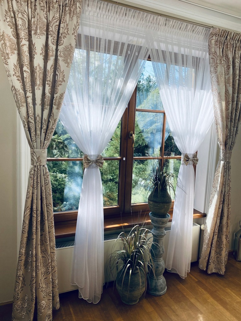 MODNA FIRANA ZASŁONY KOMPLET SREBRO ROYAL FIRANY - Do Salonu, Eleganckie - 13609852914 ...