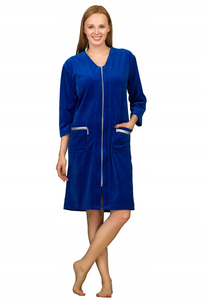 SZLAFROK PODOMKA DAMSKA S&F NA ZAMEK BAWEŁNA W SEREK 20000_FS szafirowy ...