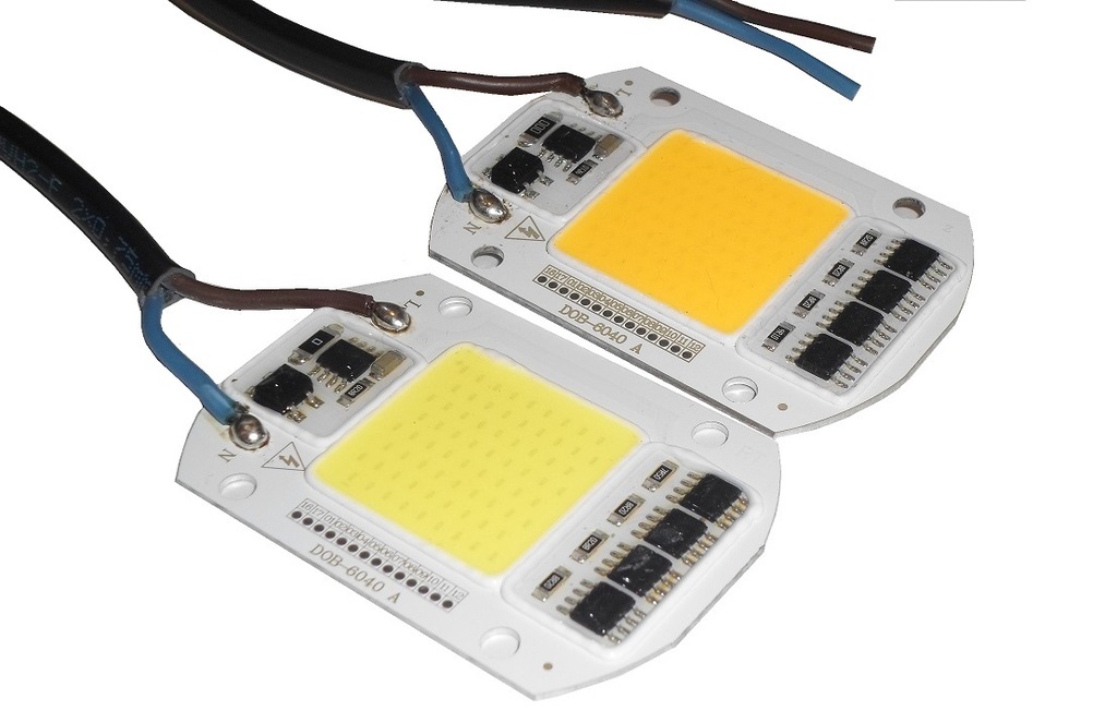 Dioda LED COB 30W zimna/ciepła 220V 230V +przewody - 7145379725 - oficjalne archiwum Allegro