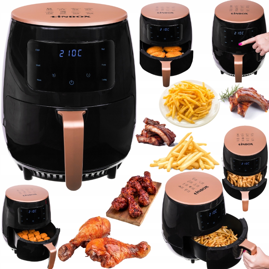 FRYTKOWNICA BEZTŁUSZCZOWA LINBOX 4,5L 1400W AIR FRYER CZARNA - 16844686441 - oficjalne archiwum ...