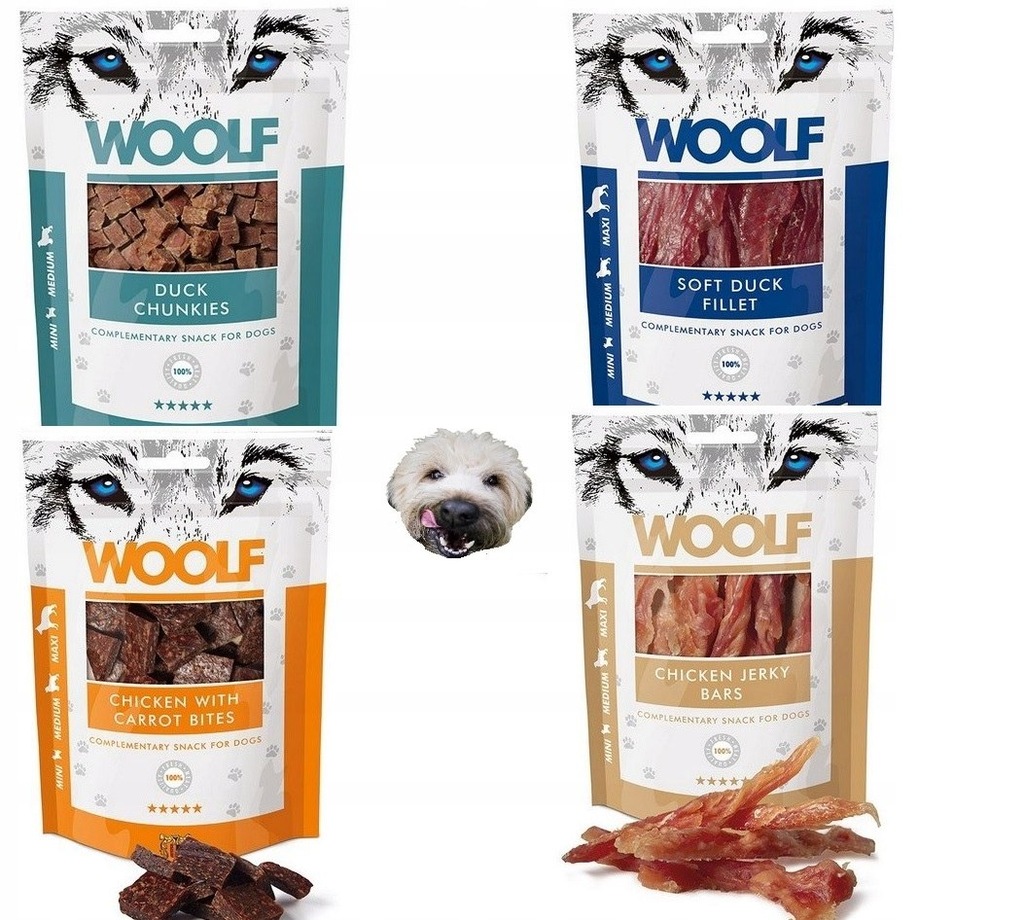 WOOLF PRZYSMAKI SNACK DLA PSA MIX SMAKÓW 4x100g - 12778860534 ...