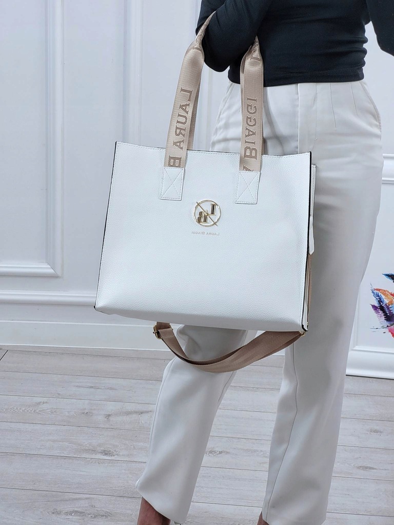 Torba Shopper Visel Laura Biaggi Biała - 13635181313 - oficjalne archiwum Allegro