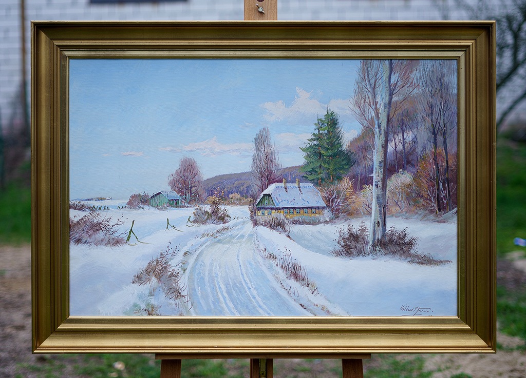 ZIMA HILBERT JENSEN 1911 WIELKI STARY OBRAZ OLEJNY - 13584382966 ...