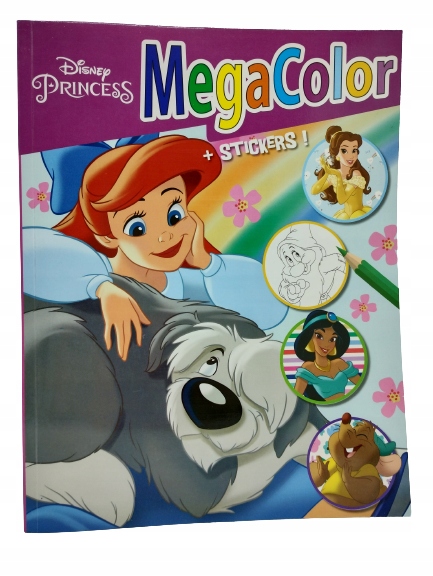 KOLOROWANKA MEGA COLOR naklejki Disney Princess - 14258385123 ...