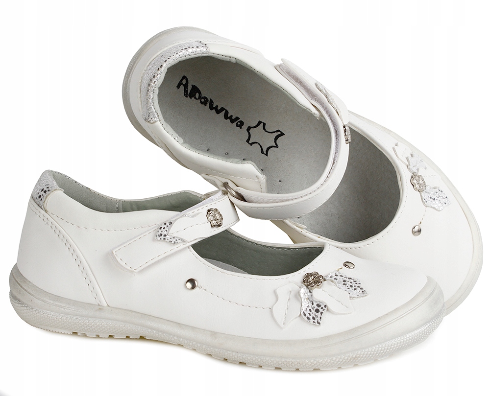 Balerinki białe APAWWA profilowane wkład skóra 25 - 13450857545 ...