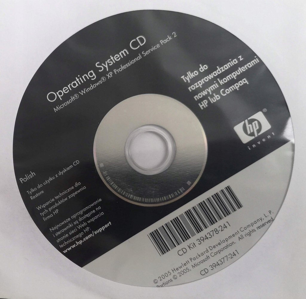 Windows XP Sp2 HP Operating System CD - 11601737360 - oficjalne ...