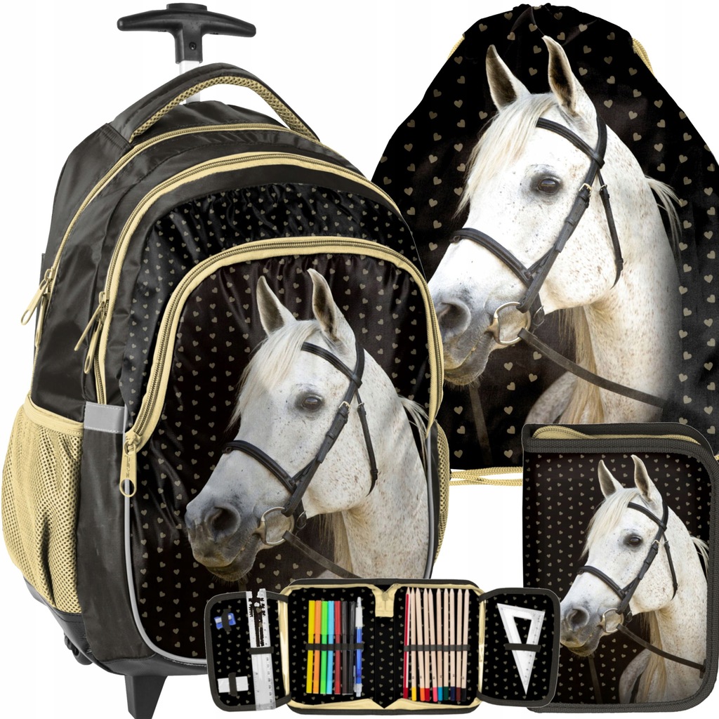 PLECAK NA KÓŁKACH SZKOLNY Z KONIEM ZESTAW KONIE - 7454953333 - oficjalne archiwum Allegro