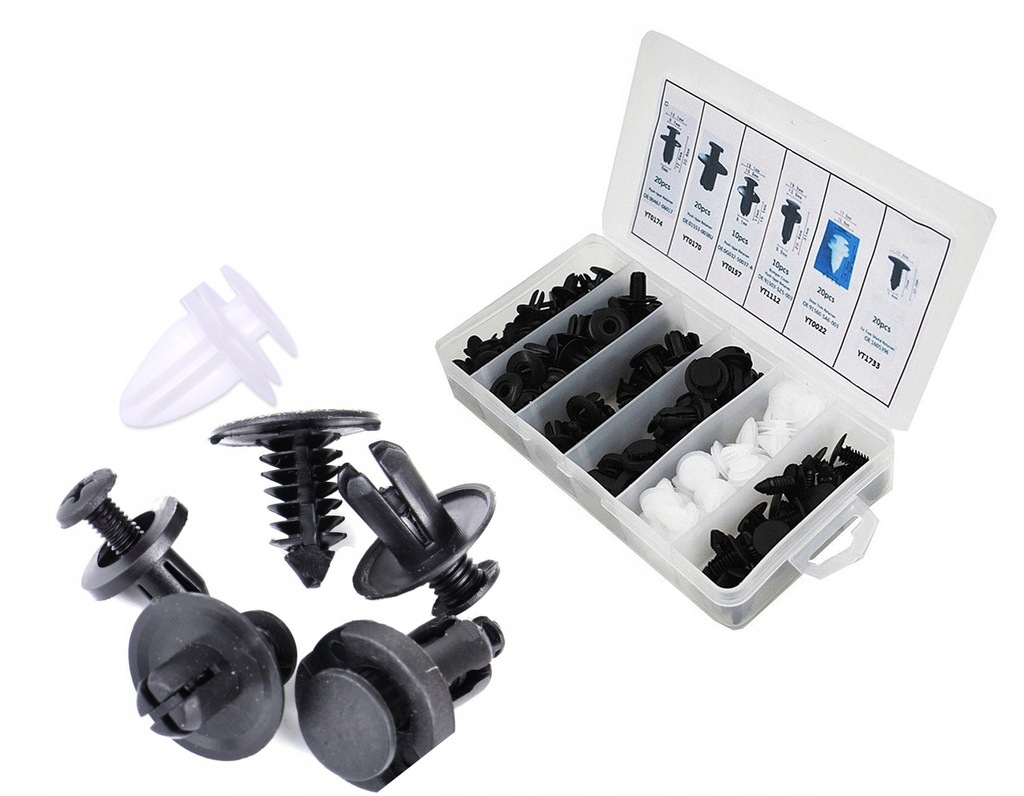 KOŁKI SPINKI KLIPSY SAMOCHODOWE DO AUTA 100 SZT - 13235790271 ...