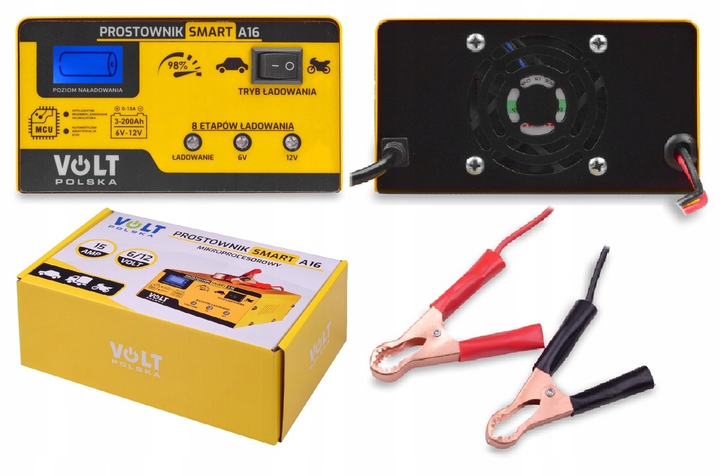 PROSTOWNIK AUTOMATYCZNY VOLT POLSKA 6V/12V 15A REGENERACJA 8 ETAPÓW 3-200AH - 15744970014 ...