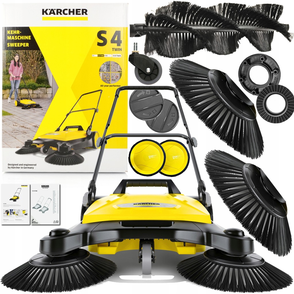 ZAMIATARKA RĘCZNA KARCHER S4 TWIN DO LIŚCI KOSTKI - 10612321922 - oficjalne archiwum Allegro
