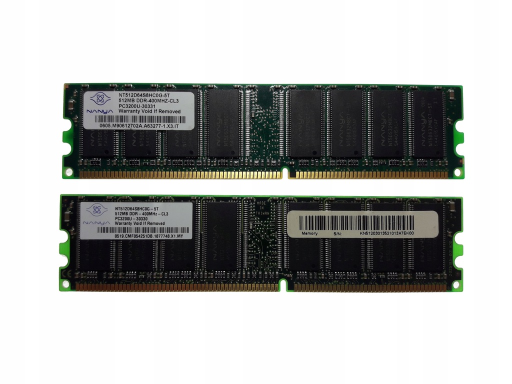 NANYA PC3200 DDR 1GB (2x512MB) 400MHz 141448 - 10782060950 - oficjalne ...