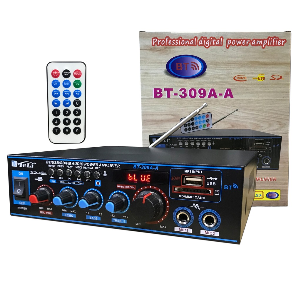 Wzmacniacz HIFI bluetooth BT-309A z pilotem 220V - 13467088655 ...