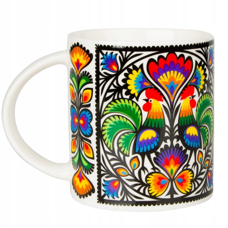KUBEK FOLK - wzory z łowickiej wycinanki - koguty - 7474631343 - oficjalne archiwum Allegro