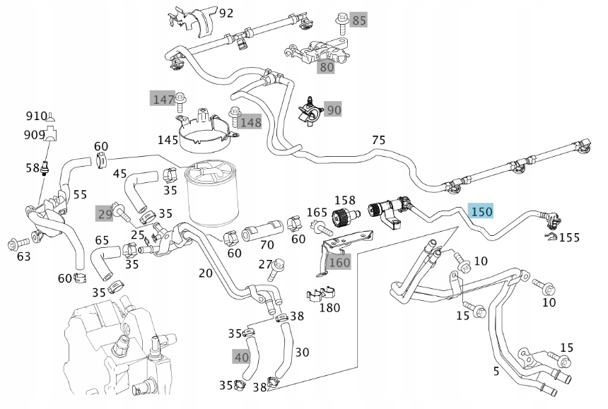 Przewód paliwowy A6420702438 OM642 MB - 12698214522 - oficjalne ...