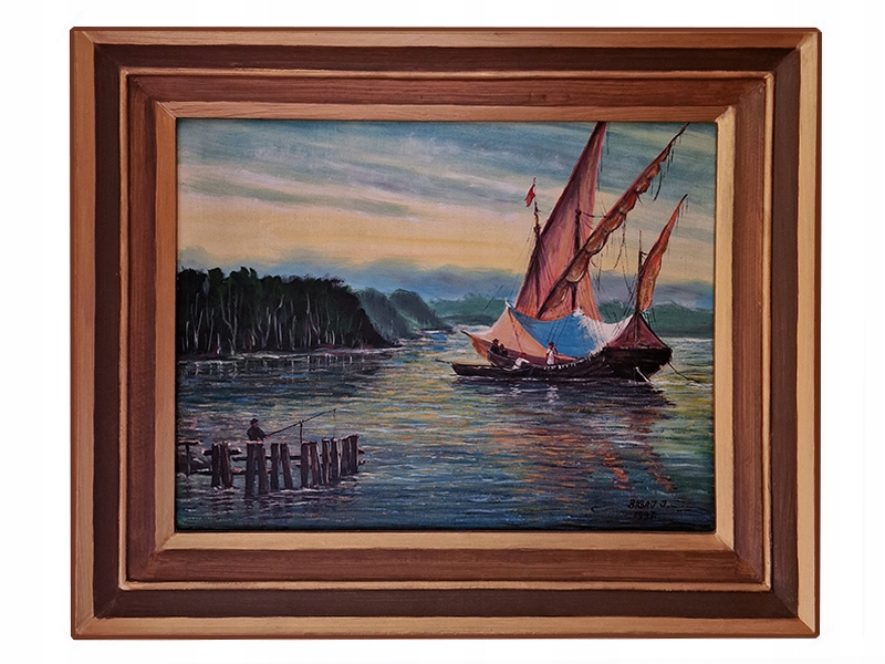 Obraz olejny na płótnie "Na jeziorze" Bigaj J.1997 - 13448348109 ...