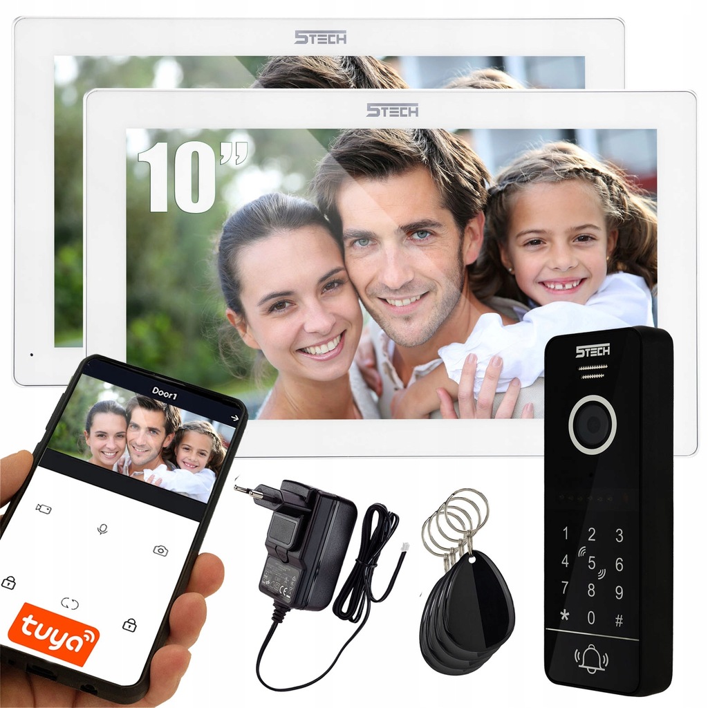 WIDEODOMOFON na telefon 5TECH 10 cali x2 KOD RFID - 10987169061 - oficjalne archiwum Allegro