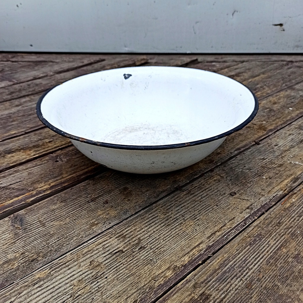 Stara MISKA misa balia emaliowana PRL 32 cm loft retro - 12619552070 ...