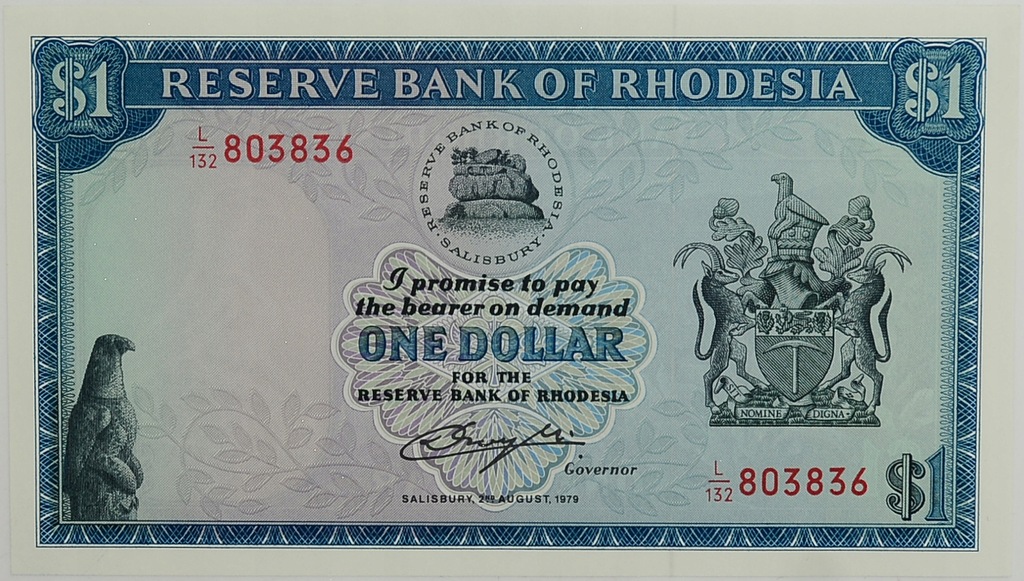 12.db! Rodezja, 1 Dolar 1979, P.38, St.1 - 13719718671 - oficjalne archiwum Allegro