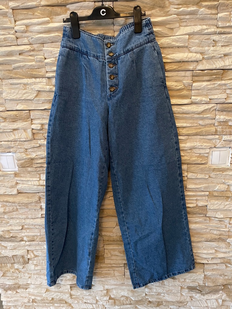 JEANSY SZEROKIE NOGAWKI WYSOKI STAN - 11754125233 - oficjalne archiwum Allegro