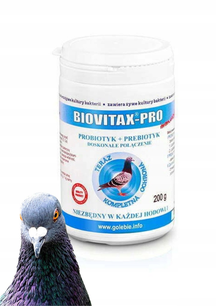 Biovitax-Pro Probiotyk + Prebiotyk dla gołębi 200g - 13191362600 - oficjalne archiwum Allegro