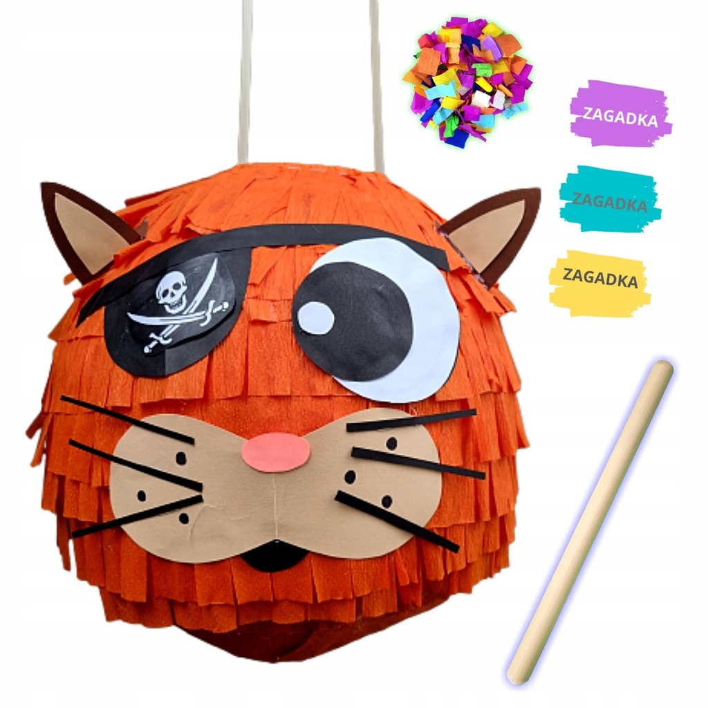 PINIATA KOT PIRAT DUŻA NA URODZINY PINATA GRATISY - 14072623093 ...