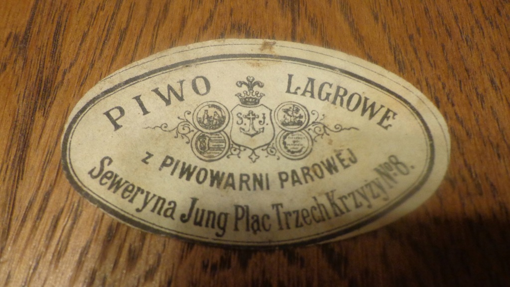 Browar Warszawa Jung owalna - przedwojenna etykieta - 14544896738 - oficjalne archiwum Allegro