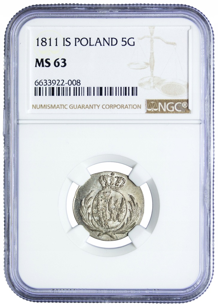 Księstwo Warszawskie 5 groszy 1811 IS, NGC MS63 - 13390314822 - oficjalne archiwum Allegro