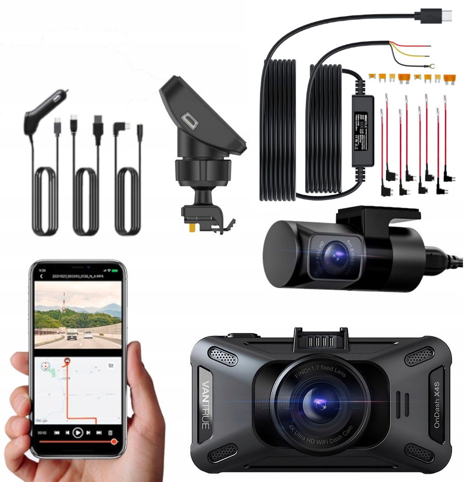 REJESTRATOR VANTRUE X4S DUAL DUO 2CH WIFI + ACC - 12847676430 ...