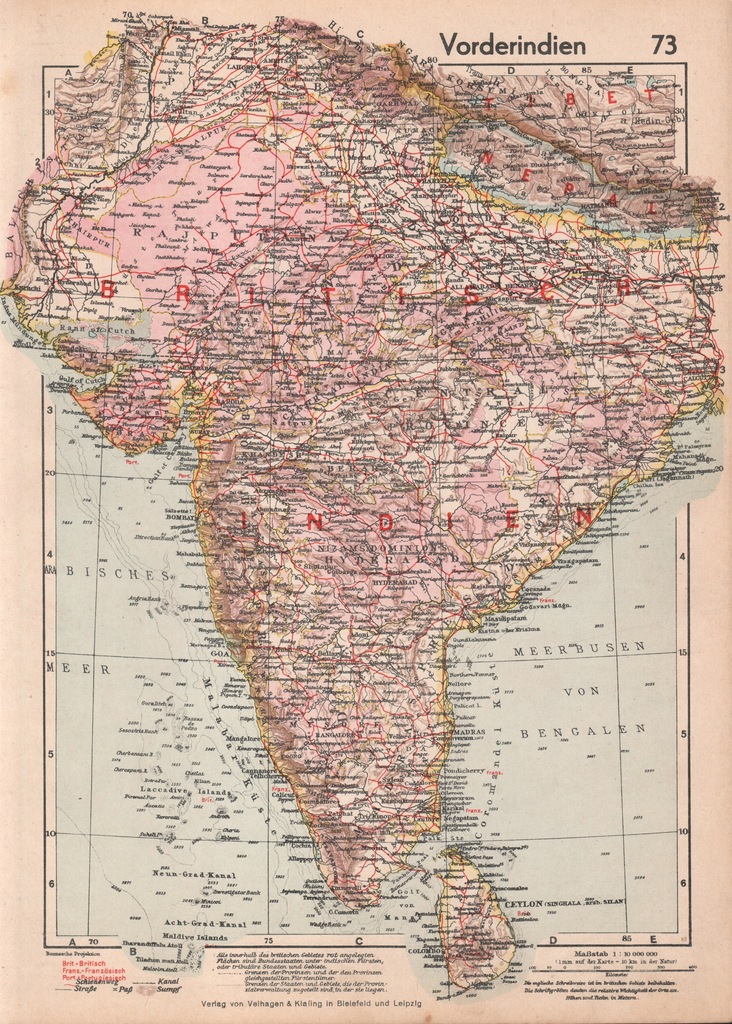 INDIE. Mapa z 1939 roku ORYGINAŁ - 12902164940 - oficjalne archiwum Allegro