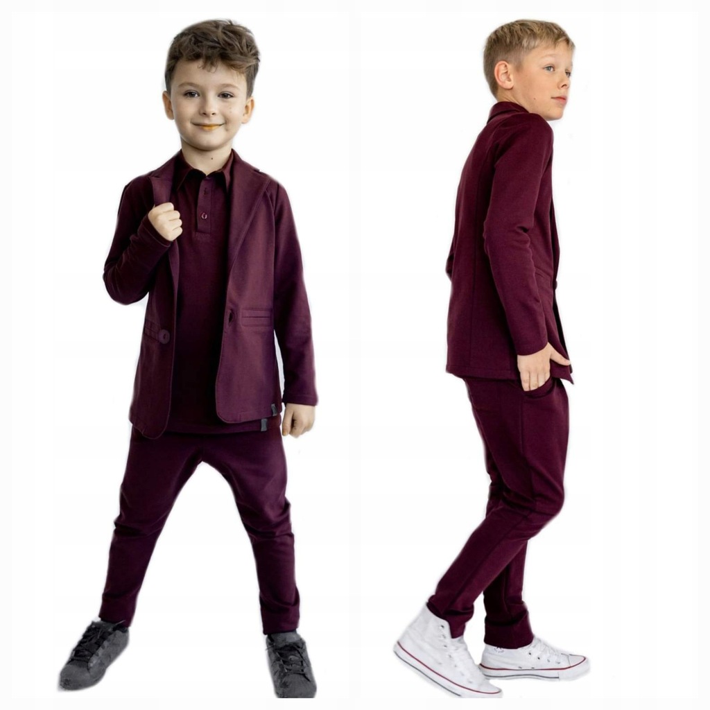 Bordowy GARNITUR dla chłopca 104 110 all for kids - 13178423940 ...