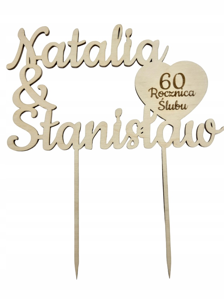 Topper napis na tort rocznica ślubu 60 lat razem - 13560807053 - oficjalne archiwum Allegro
