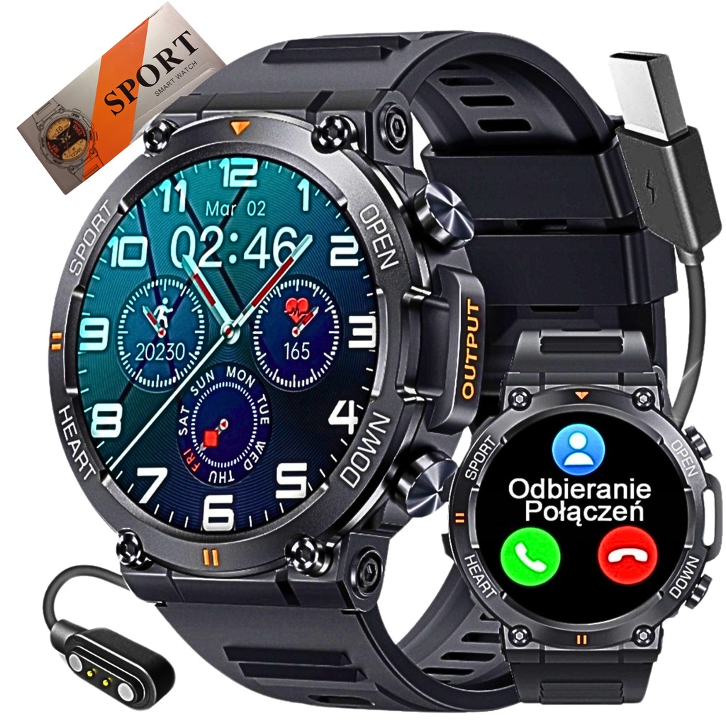 SMARTWATCH MĘSKI ZEGAREK K52 360x360 ROZMOWY MENU PL WODOODPORNY SPORTOWY - 16867250410 ...
