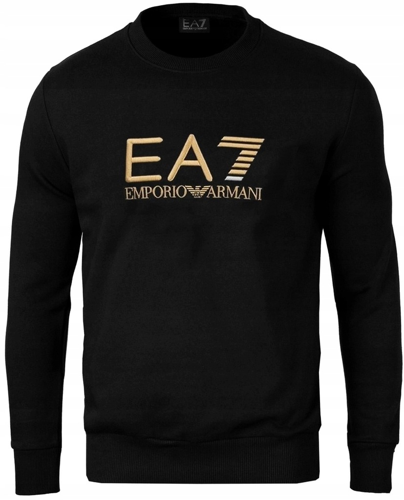 EMPORIO ARMANI BLUZA MĘSKA CZARNA EA7 HAFTOWANE ZŁOTE LOGO NA PREZENT / L - 15070016222 ...