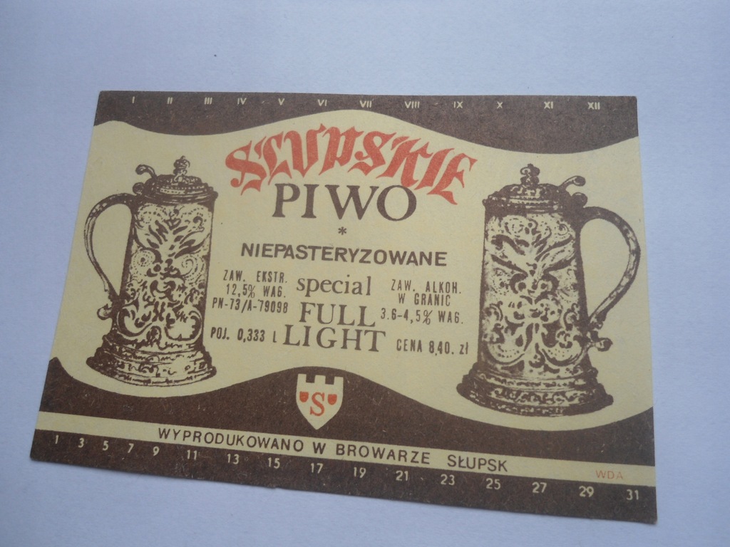 STARA etykieta butelkowa BROWAR SLUPSK - 9899871943 - oficjalne archiwum Allegro