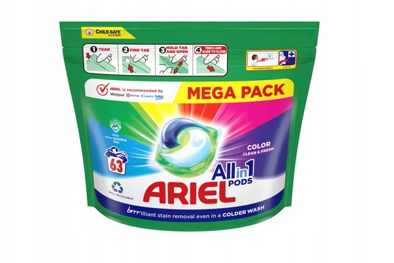 ARIEL KAPSUŁKI Z PŁYNEM COLOR 63 SZT MEGA PACK - 13527683547 ...