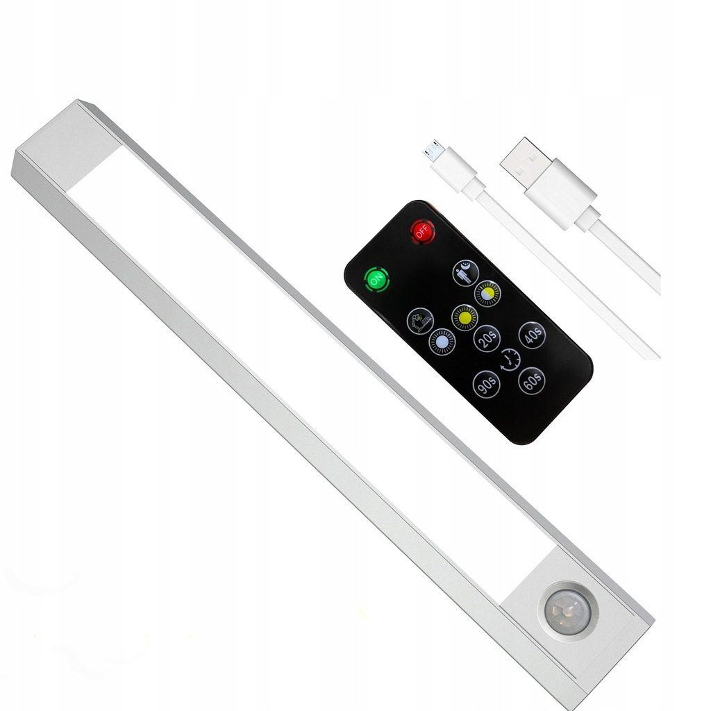 LISTWA OŚWIETLENIOWA LED CZUJNIK RUCHU SZAFA USB - 11329880588 ...