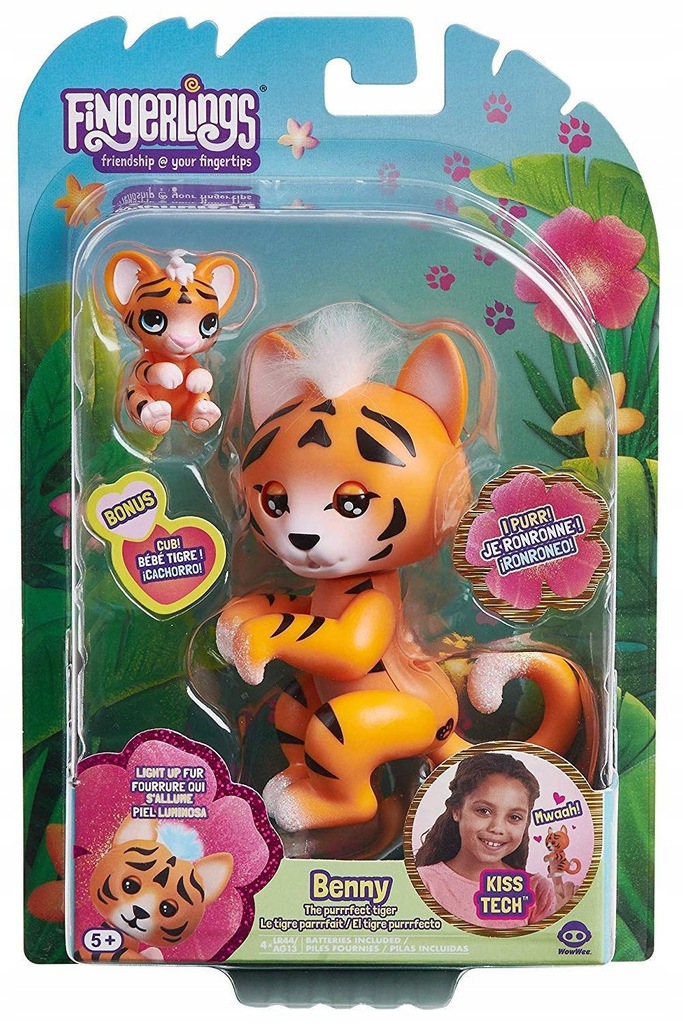 WowWee FINGERLINGS TIGER BENNY + TYGRYSEK NOWY !!! - 8710657577 ...