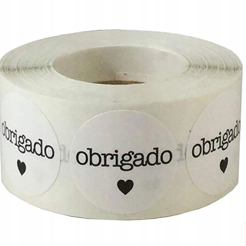 Roll Kraft Paper Portuguese Obrigado Thank You Sticker Gift Envelope ...