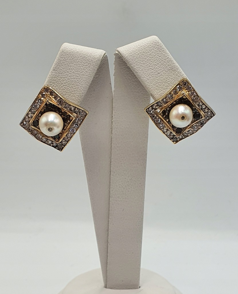 Niesamowite złote kolczyki z perłą Pr.585 7,78g - 14387773403 ...