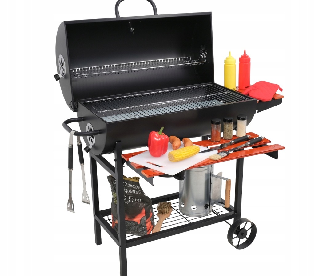 GRILL WĘGLOWY DUŻY OGRODOWY Z POPIELNIKIEM 3 PÓŁKI - 13606041107 ...
