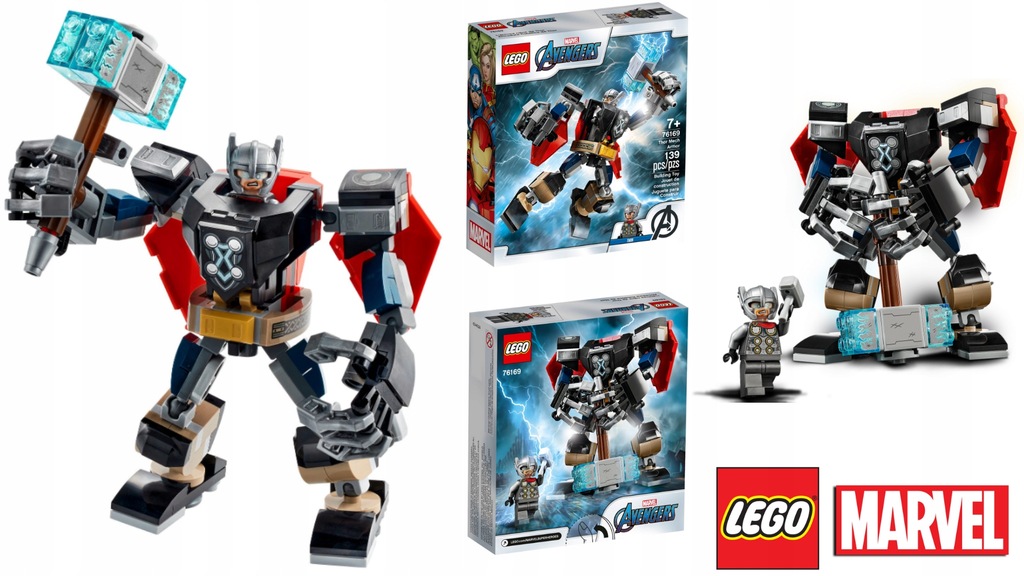 KLOCKI LEGO MARVEL MECH THORA 76169 AVENGERS THOR - 12147688635 ...