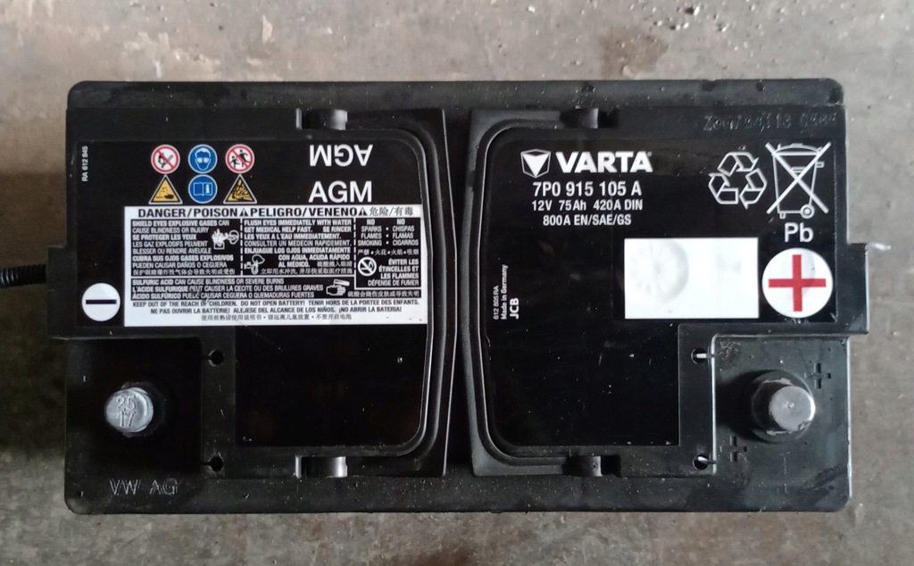 Audi VW Akumulator Varta AGM 75Ah 7P0915105A - 14098021069 - oficjalne ...