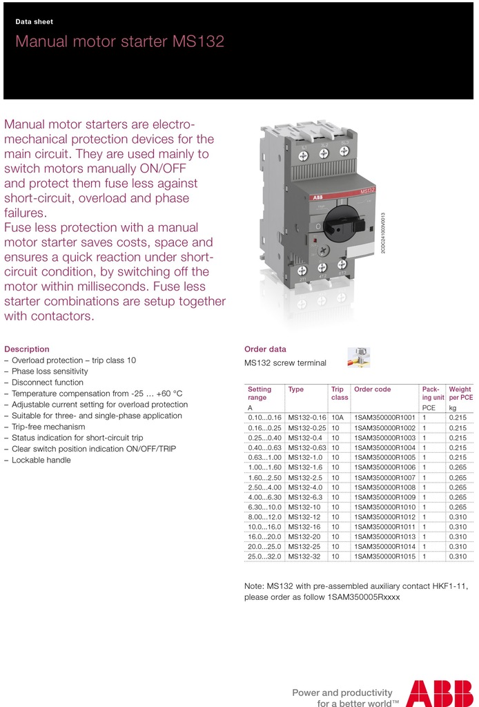 wyłącznik silnikowy 3P 7,5kW 16-20A MS132-20 ABB - 7235135785 - oficjalne archiwum Allegro