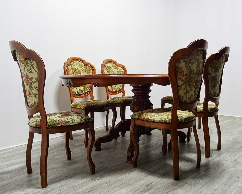 Meble do Salonu Jadalni LUDWIK Krzesła Stół ORZECH - 12538476613 ...