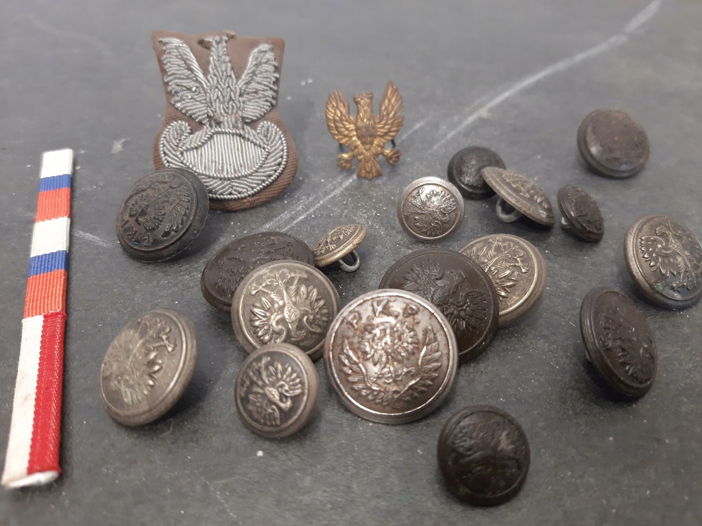 stary guzik wojskowy z orłem LWP guziki PKP ORZEŁ - 10459512974 ...