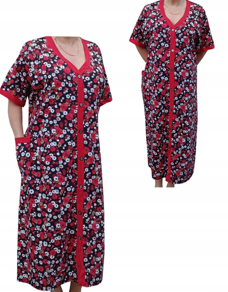 Podomka guziki 7XL szlafrok nadwymiar kr rękaw M7 - 12210188140 ...