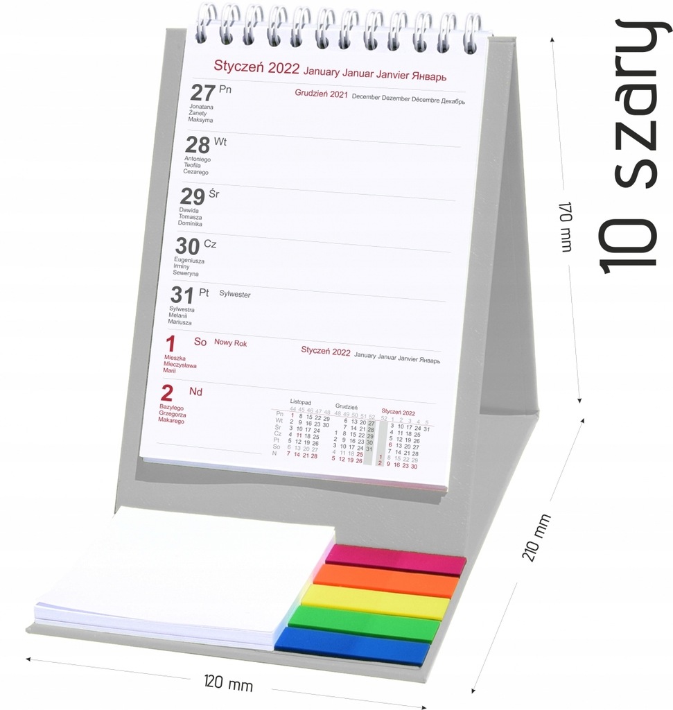 Kalendarz biurkowy z notesem TOP tygodniowy 2022 - 11999632315 ...