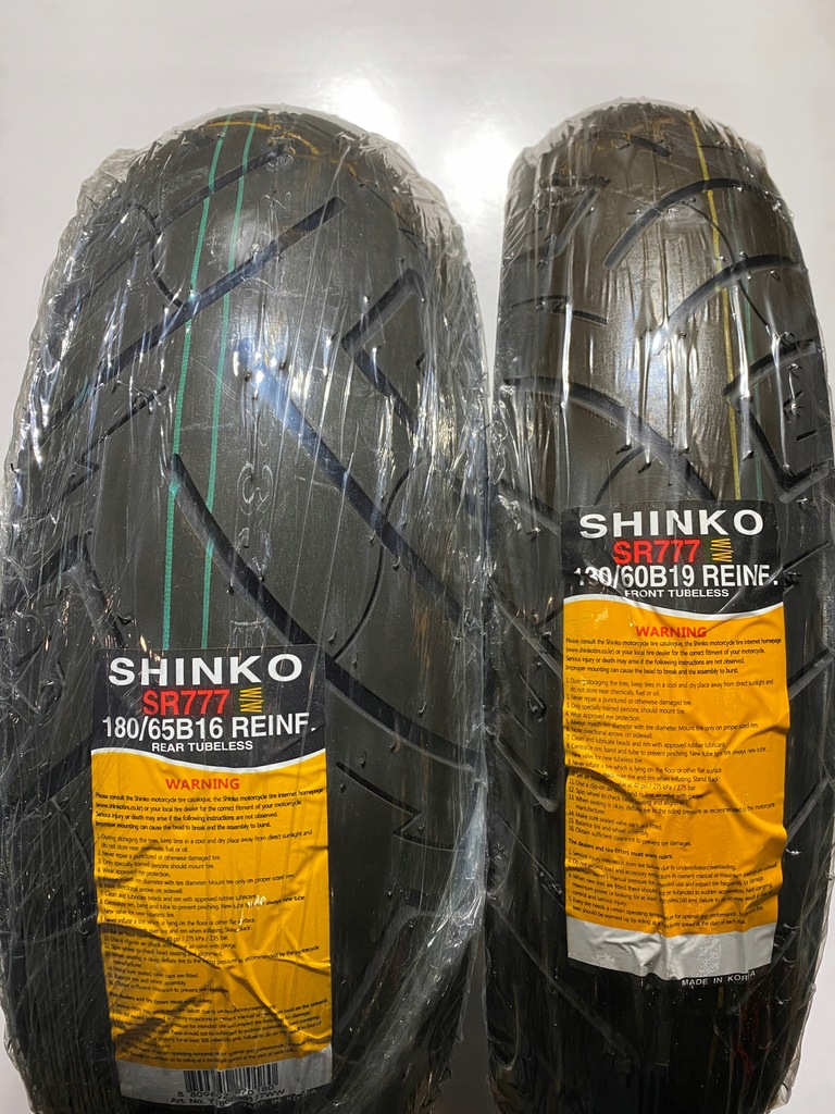 OPONY SHINKO 777 130/60/19 180/65/16 B BIAŁY BOK - 12955998212 - oficjalne archiwum Allegro