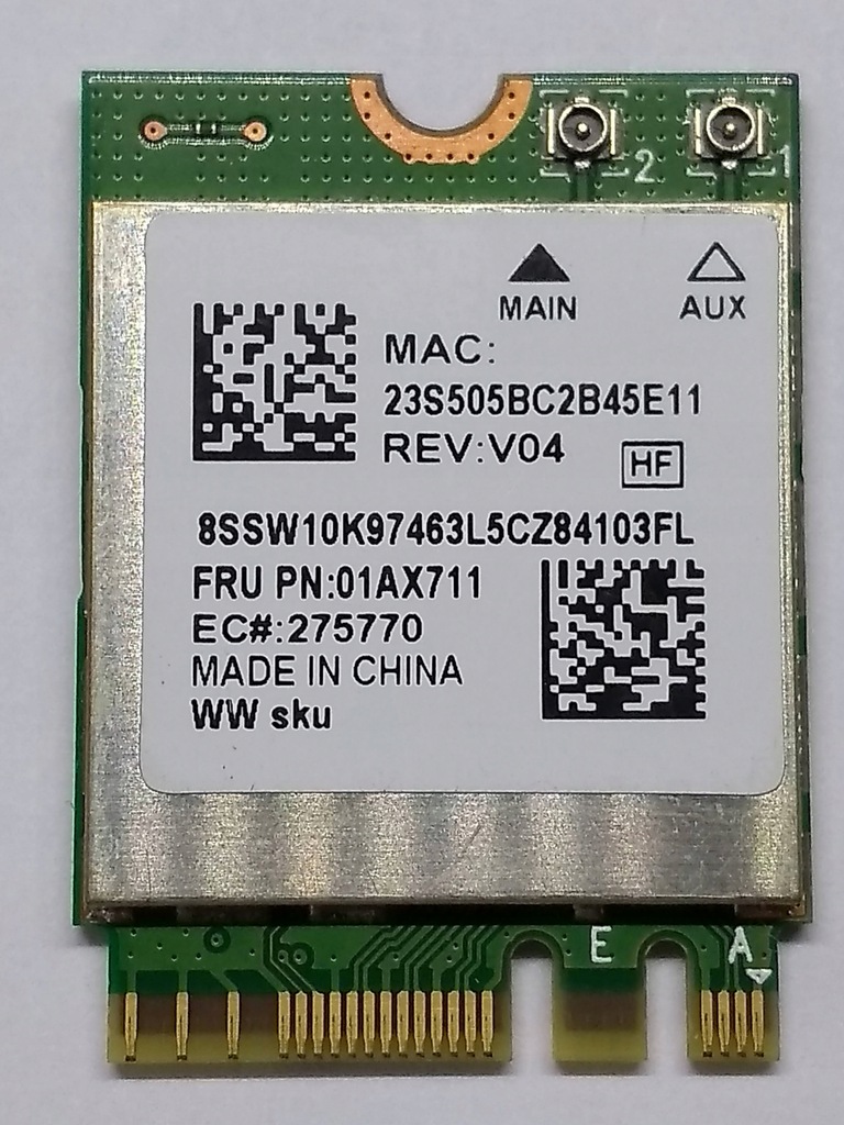 KARTA WIFI Realtek RTL8822BE, FRU P/N: 01AX711 - 13574373705 ...